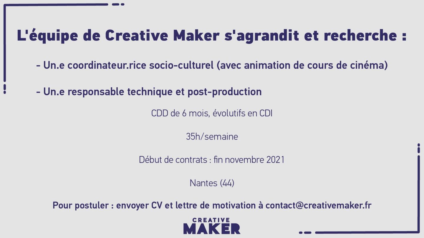 Accueil | Creative Maker | Association Nantes | Métiers du cinéma et ...